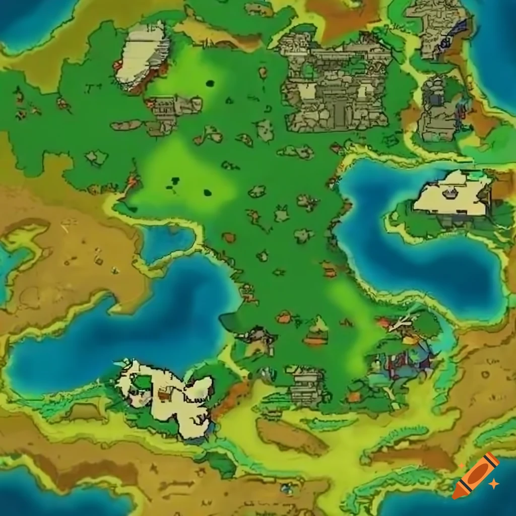 Pokémon region map inspired by scotland on Craiyon