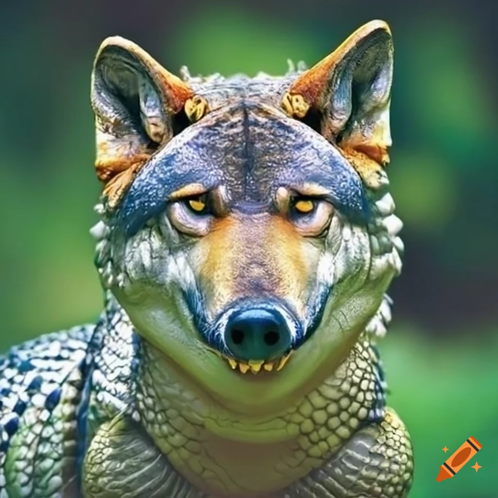 Crocodile with a wolf head