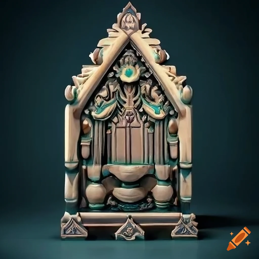 Detailed ivory carving with minimalist zelda game motif