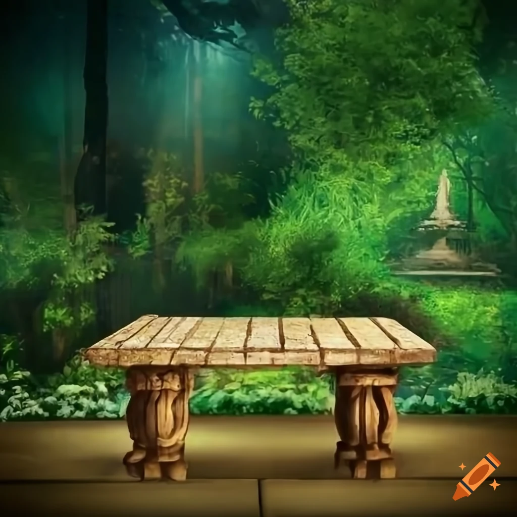 A restaurant with a forest and waterfall theme on Craiyon