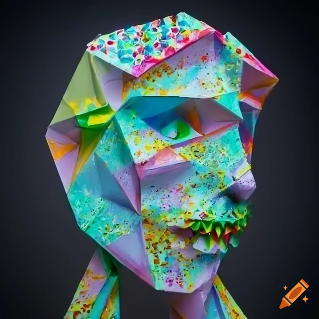 Ultra hd sculpture made of colored recycled paper
