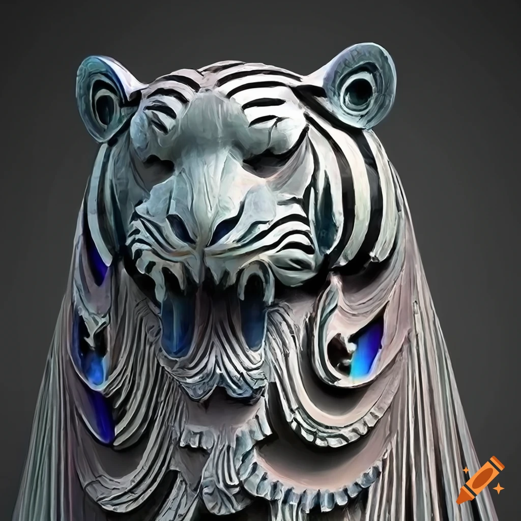 Detailed tiger carving artwork