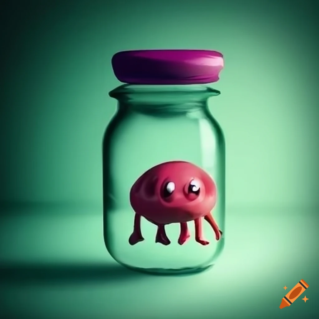 Cute creature in a jar on Craiyon