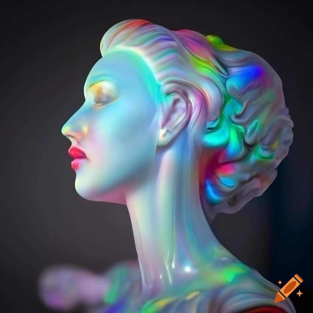 Marble sculpture with intricate details and vibrant colors on Craiyon