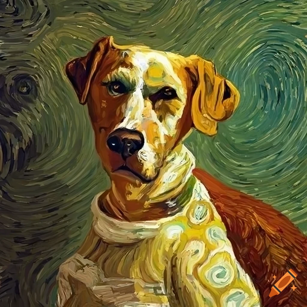 Van gogh inspired portrait of a dog on Craiyon