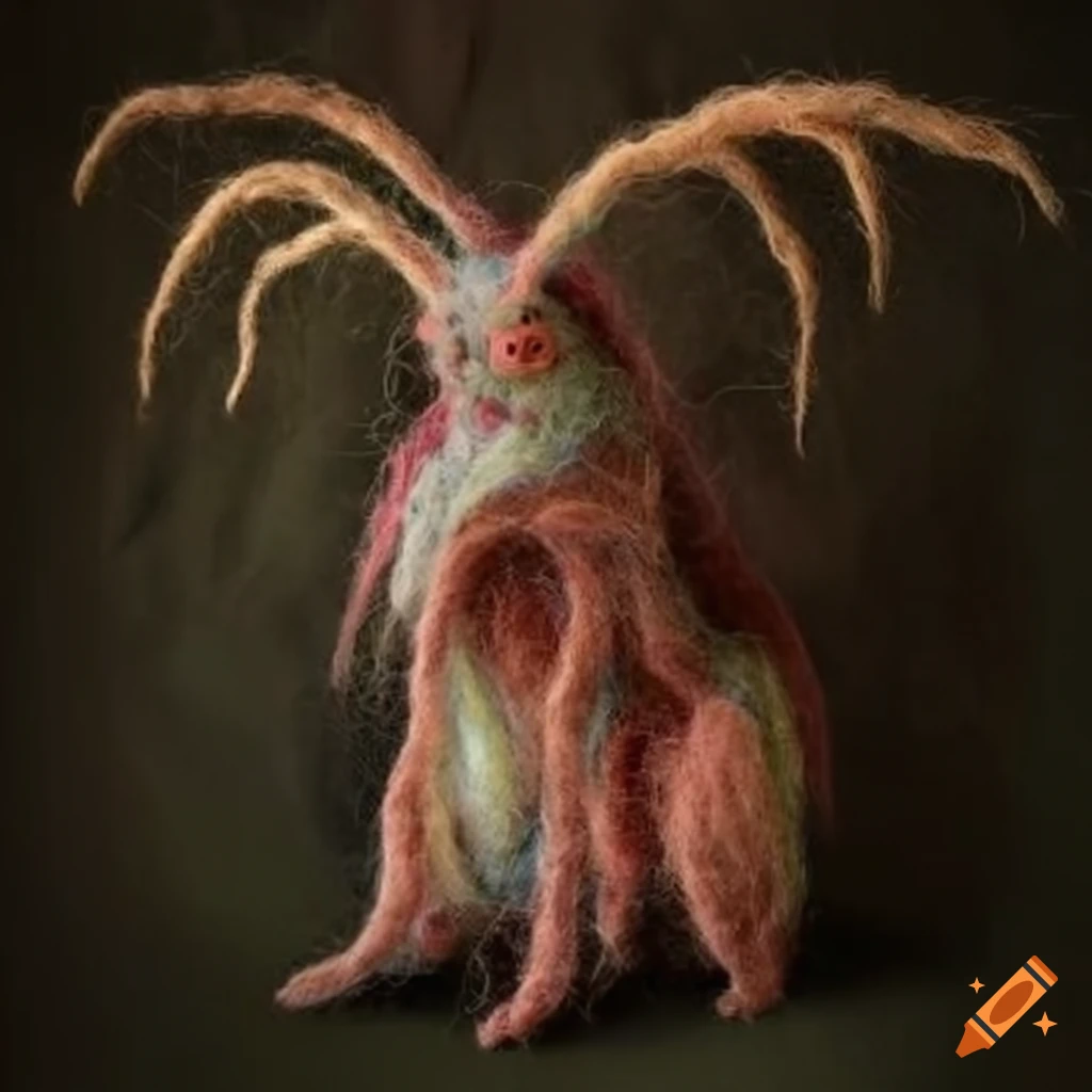 Wool art of a whimsical forest creature