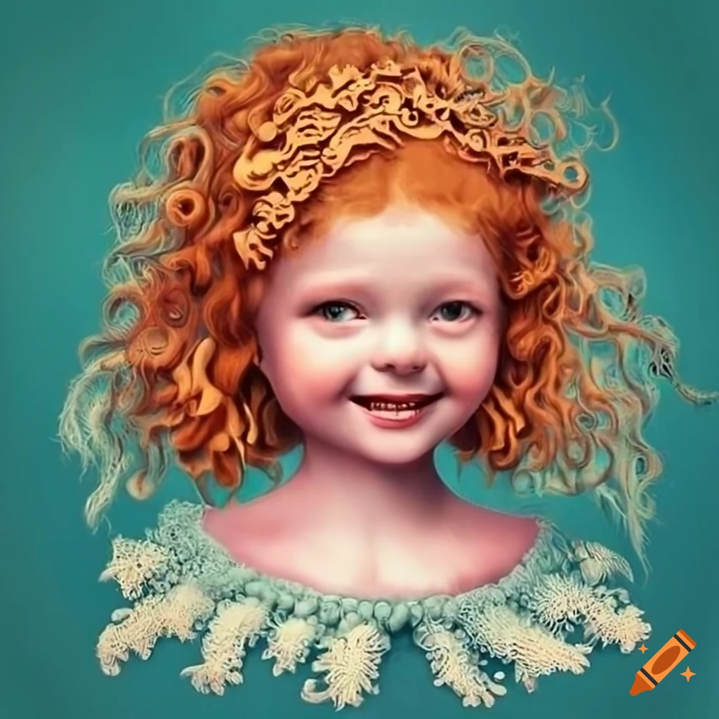 Illustration of cute ginger-haired dressed girls on Craiyon