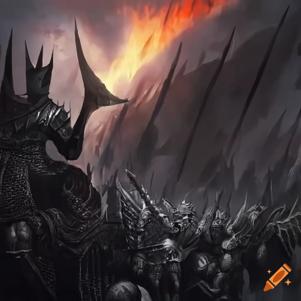 Sauron leading the charge in the battle of barad-dur on Craiyon