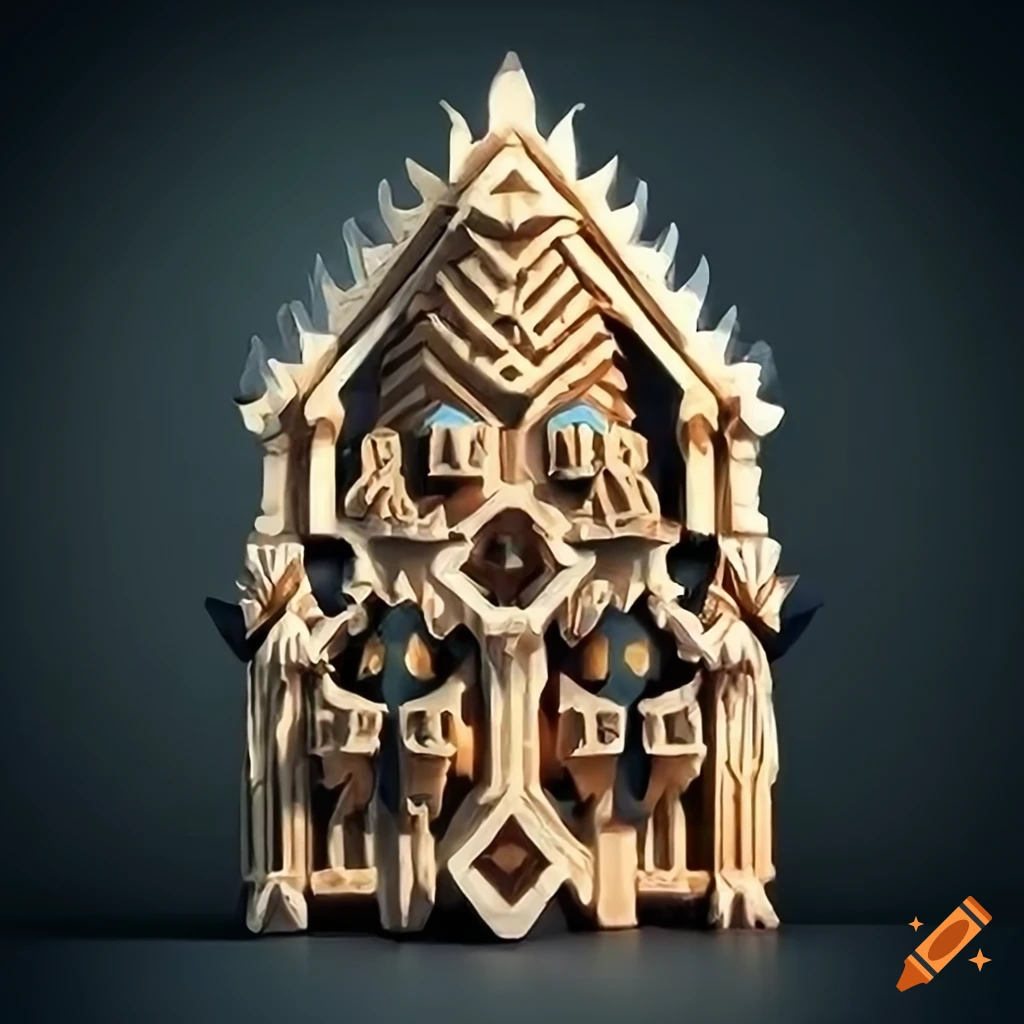 Detailed carving of an ivory sapphire with zelda game motif