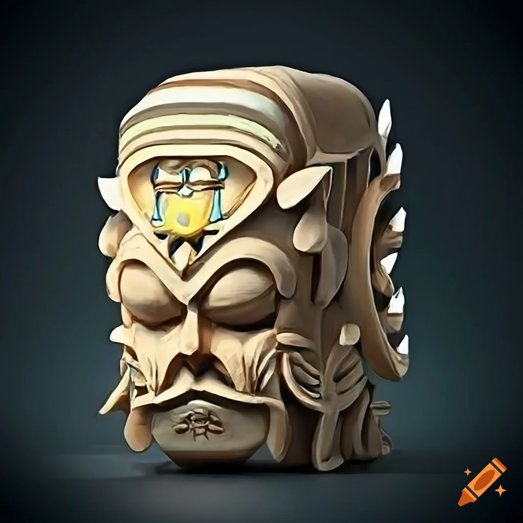 Detailed carving of an ivory sapphire with zelda game motif