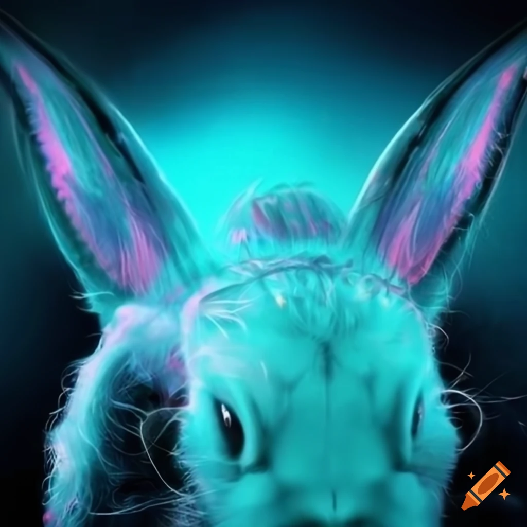 Cyber-renaissance winged rabbits closeup on Craiyon
