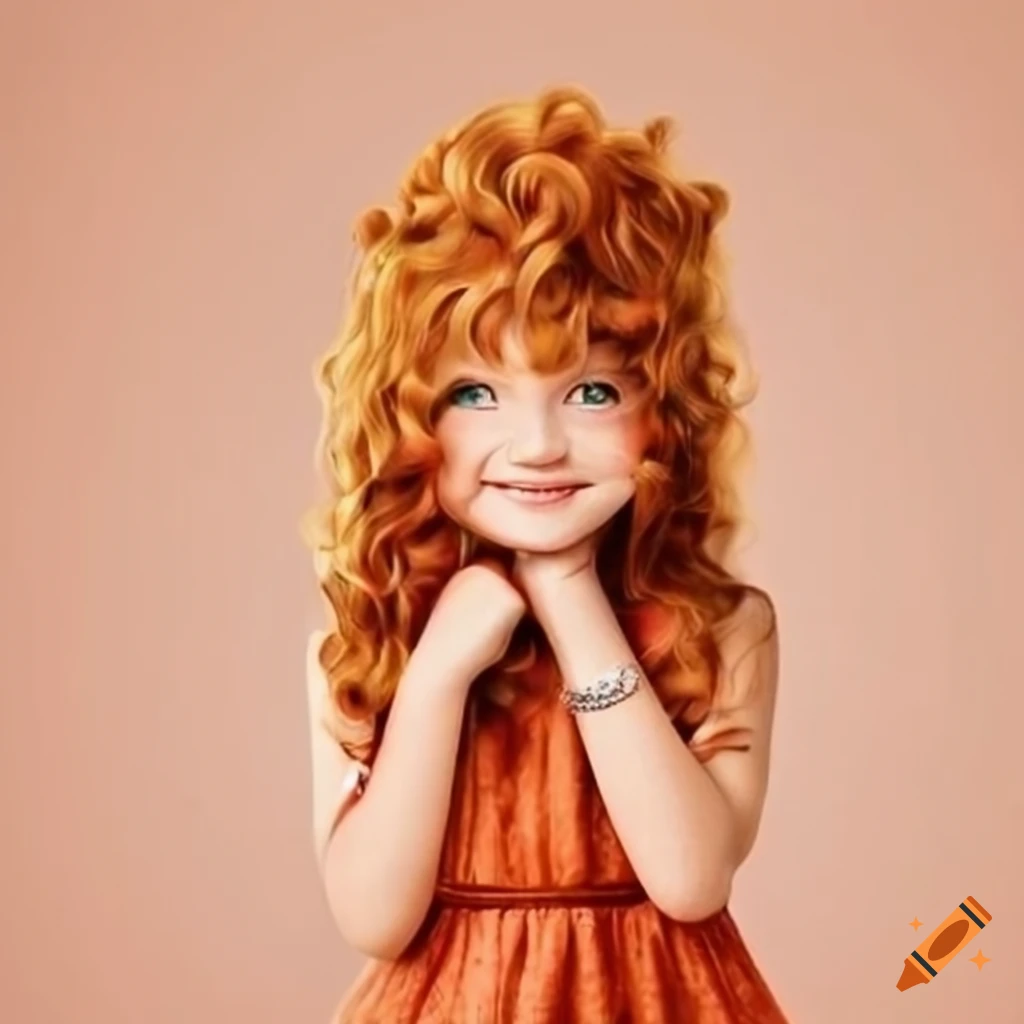 Adorable Illustration Of Smiling Ginger Haired Dressed Girls On Craiyon