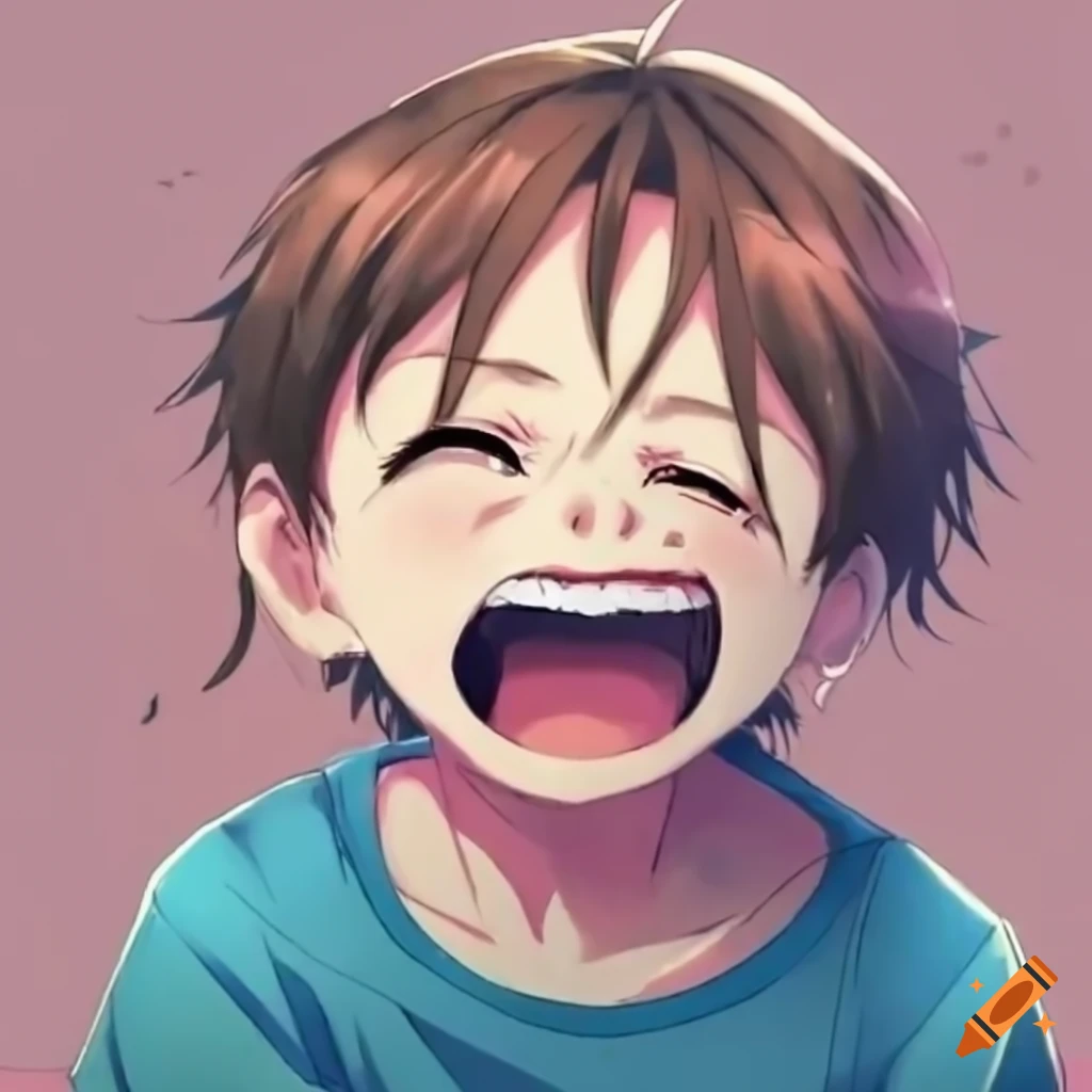 Anime kid enjoying a tickle experience on Craiyon