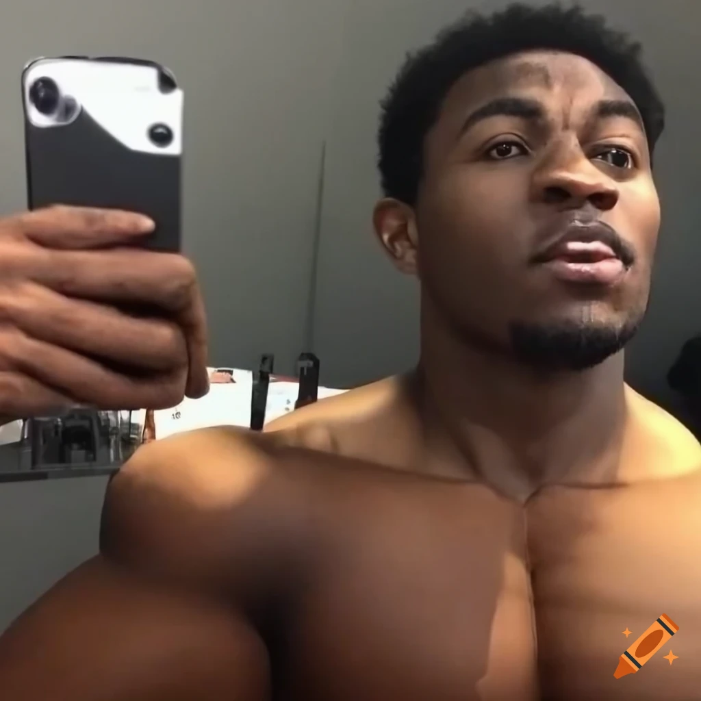 Handsome African American man with a brooding expression in a selfie on ...