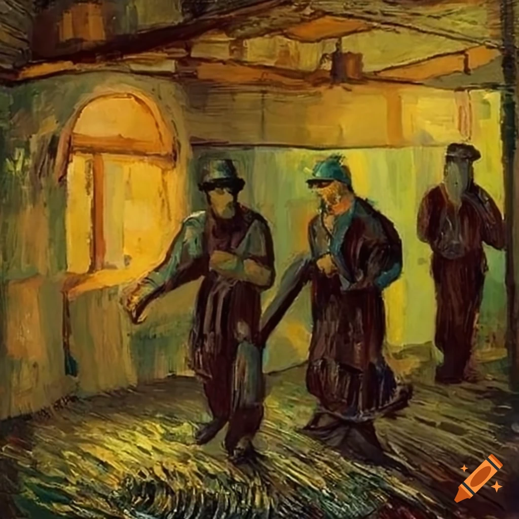 Painting of industrial workers inspired by van gogh on Craiyon