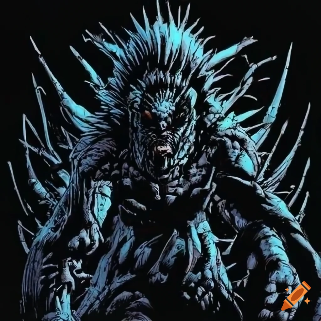 Colorful manga illustration with grainy texture and sharp contrast ...