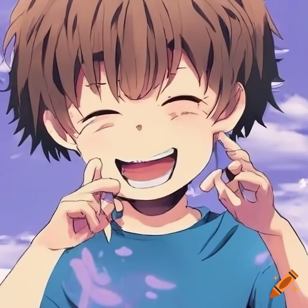 Anime kid with a nervous smile