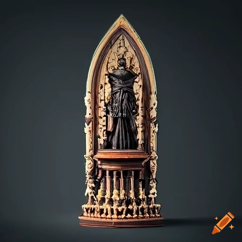Ebony architectural stave carving-style sculpture on Craiyon