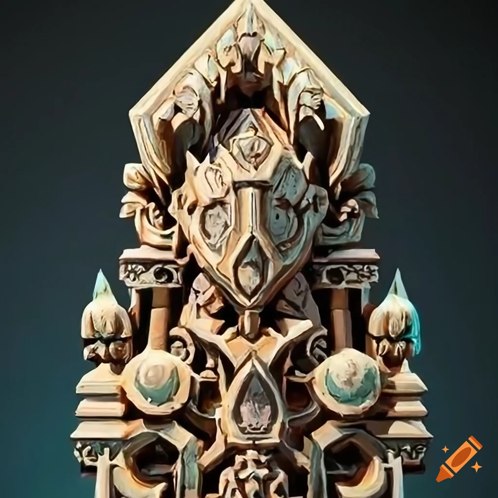 Detailed ivory sapphire carving with zelda game motif on Craiyon