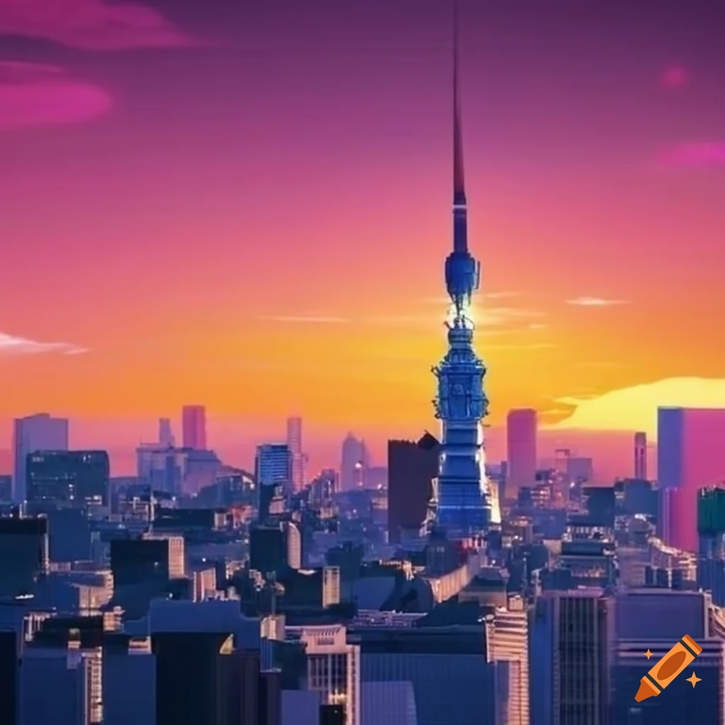 Magical cityscape of Tokyo at sunset on Craiyon