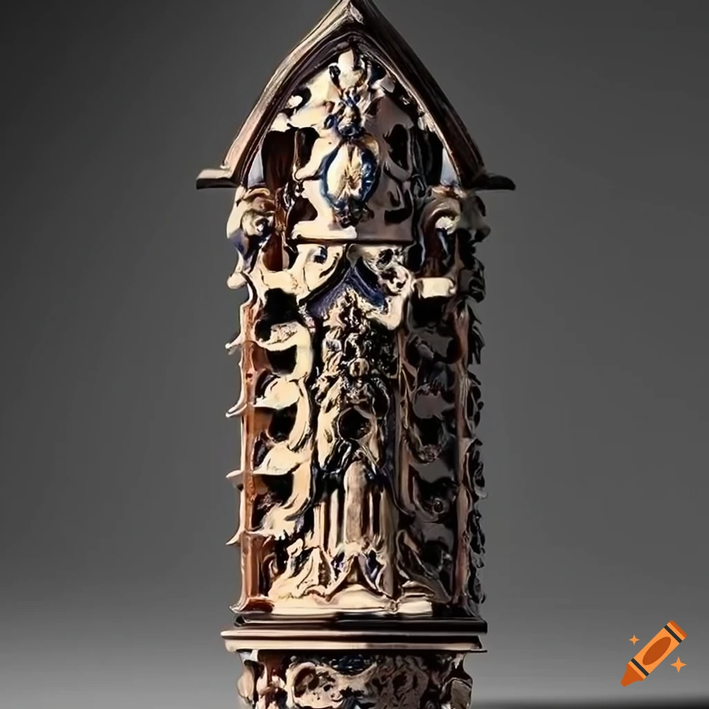 Sapphire ebony architectural stave carving
