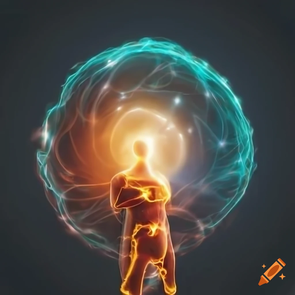 Abstract depiction of respect and human worth with golden aura around ...