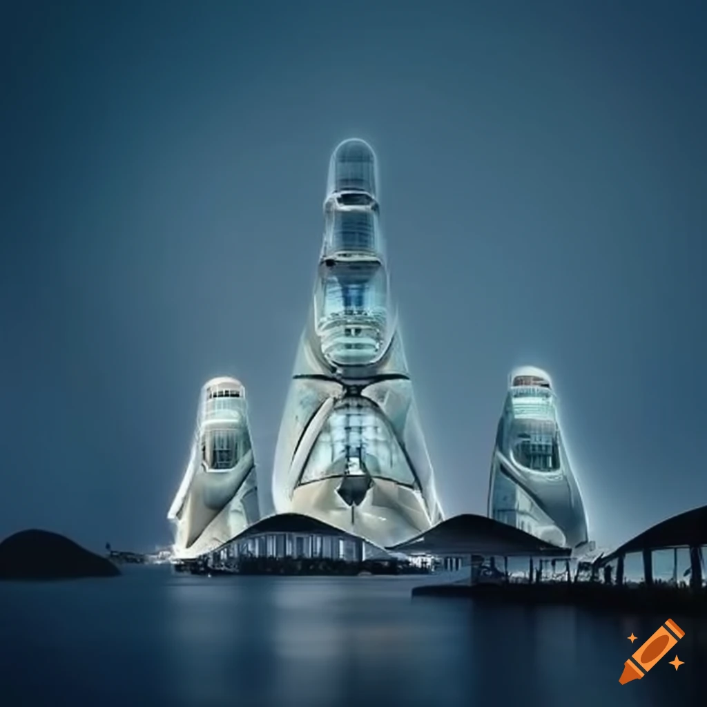 Exterior of a futuristic factory building on Craiyon