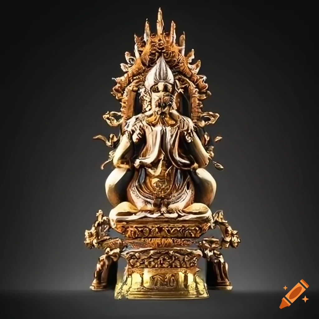 High-definition gilded ebony carving with silver motif on Craiyon