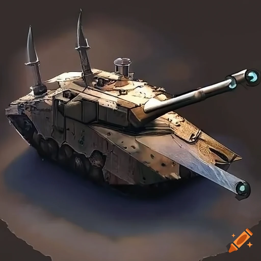 Tank with a blade-like weapon attached on Craiyon