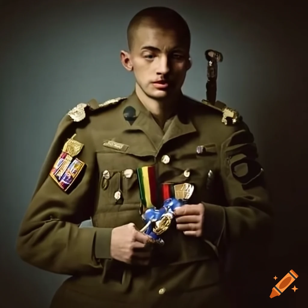 Portrait of a decorated soldier on Craiyon