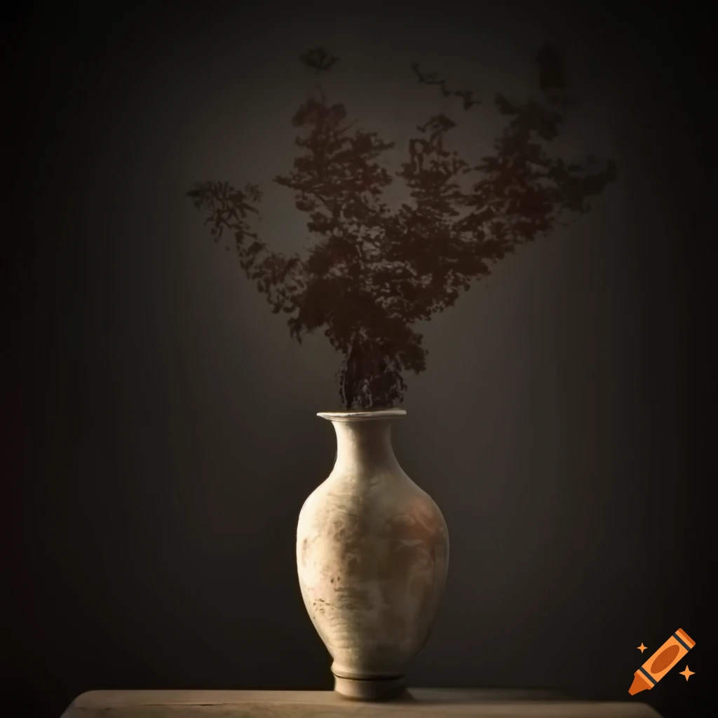 Window with a vase and a curtain gently moving on Craiyon