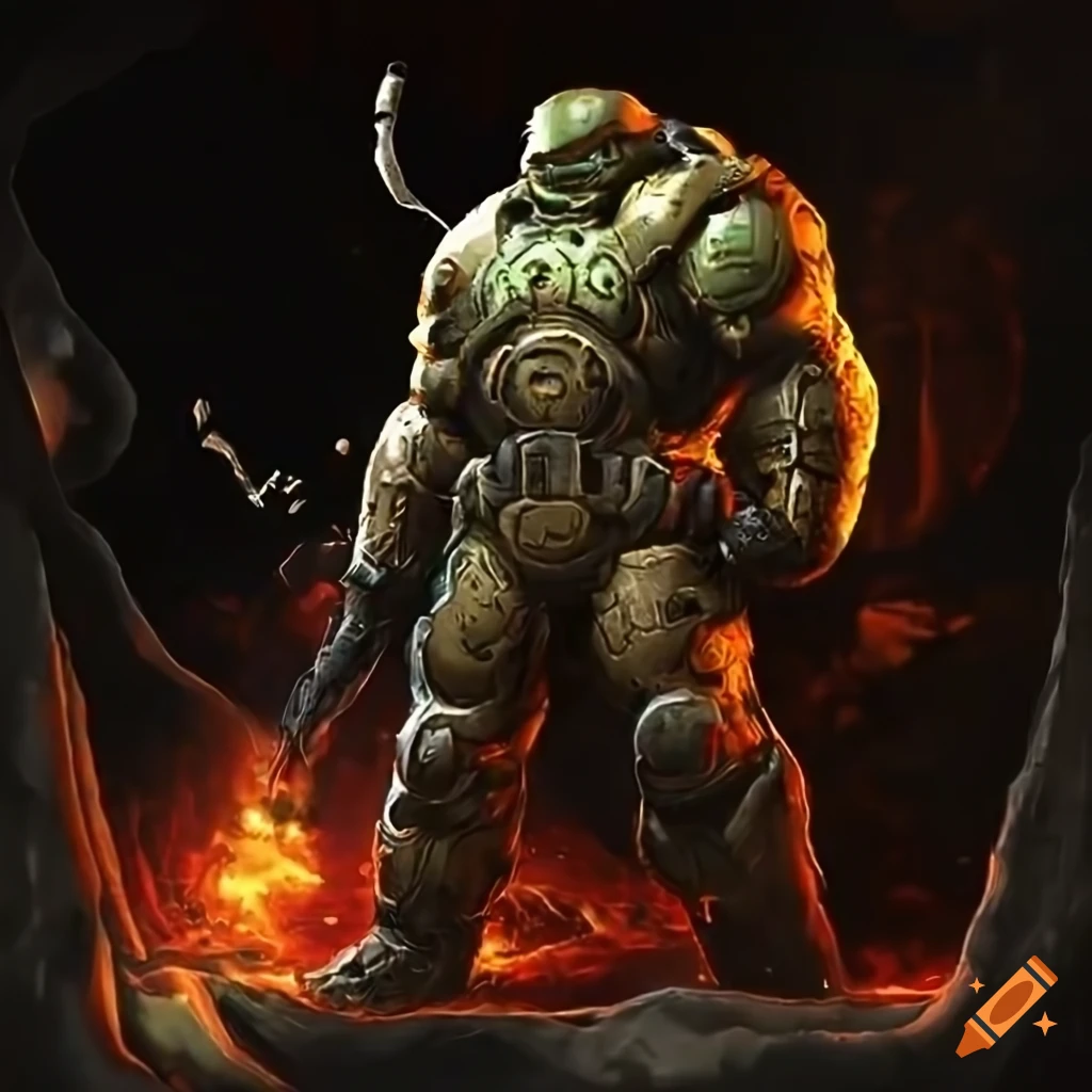 Illustration of doomguy on Craiyon