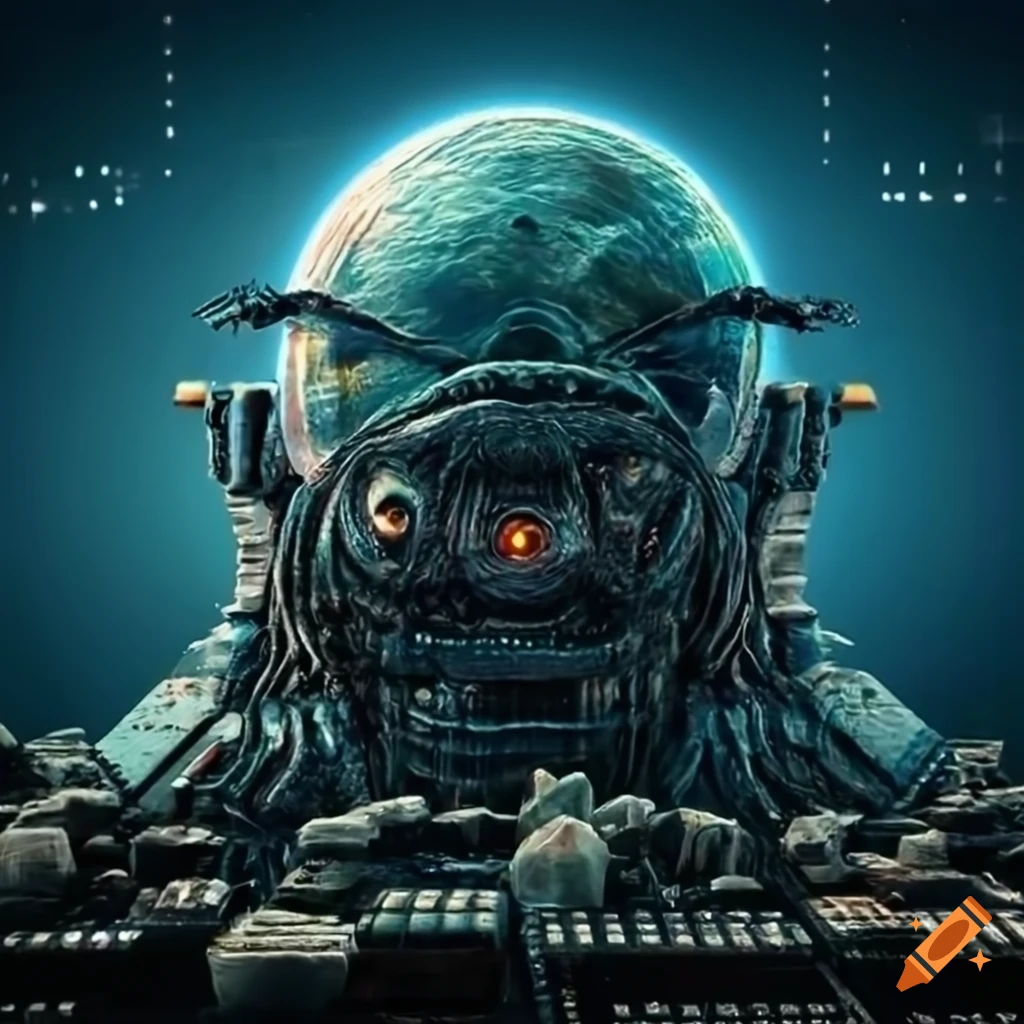 Surreal image of alien machines and spaceship on Craiyon