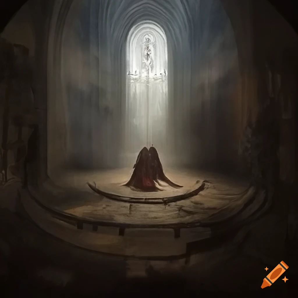 Ancient babylonian wizard floating in a tomb on Craiyon
