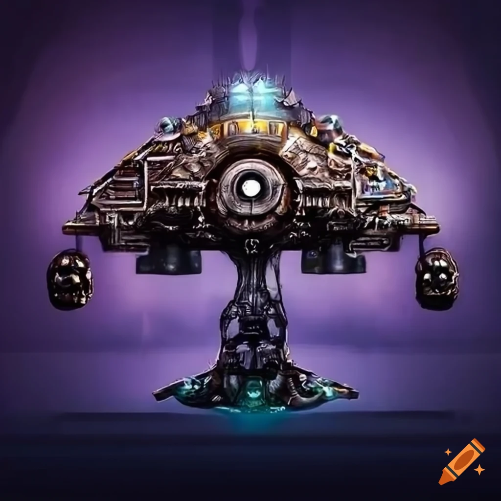 Surreal image of alien machines and spaceship on Craiyon