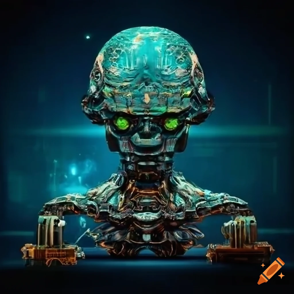 Surreal artwork of alien machines and futuristic technology