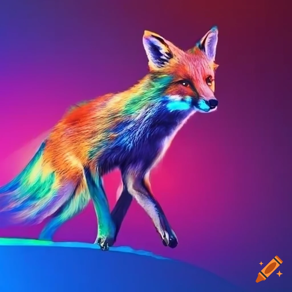 Colorful graffiti-style fox running
