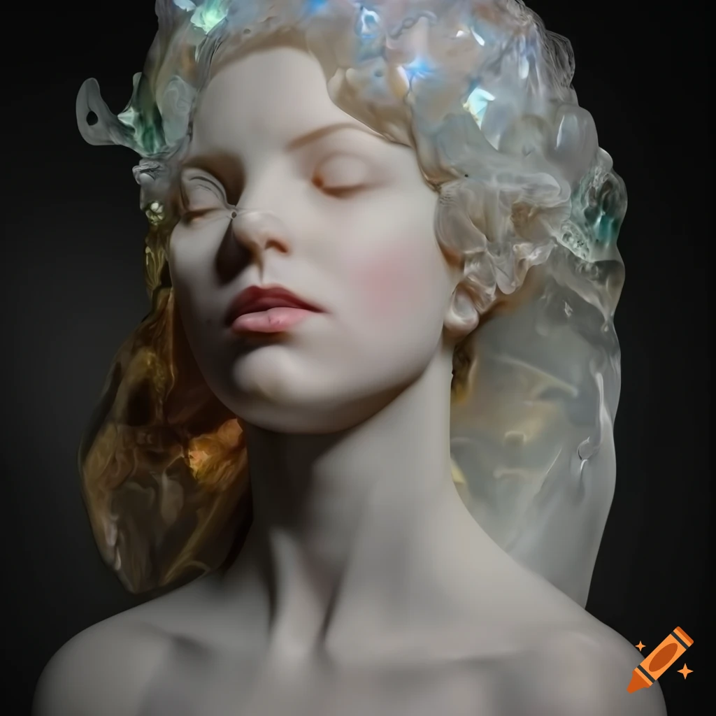 Intricate sculpture with colorful marble figures on Craiyon