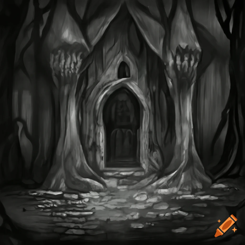 Medieval game backdrop with castles and dark forests on Craiyon