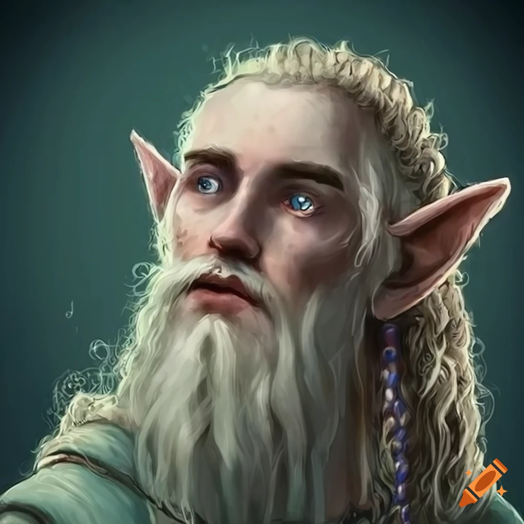 Detailed portrait of a medieval elf man with facial hair on Craiyon