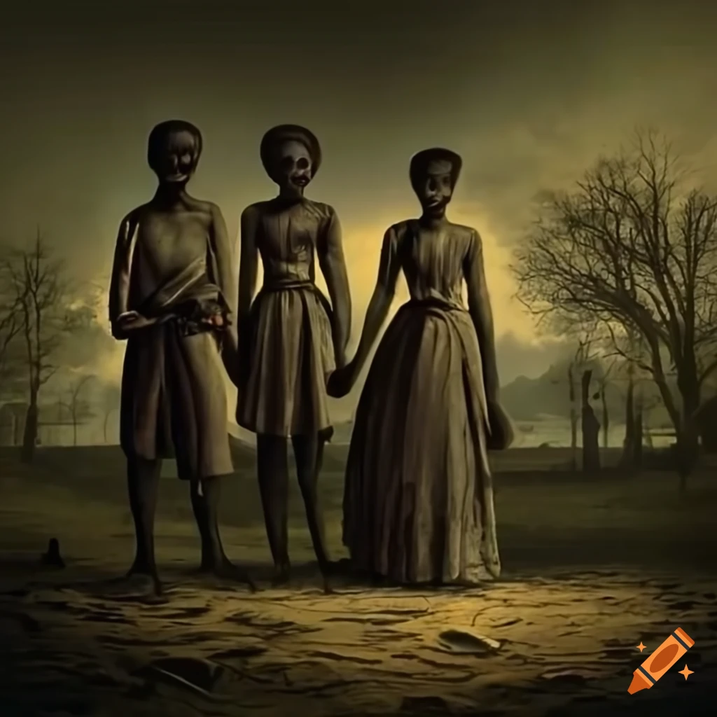 Haunted plantation with figures standing on Craiyon