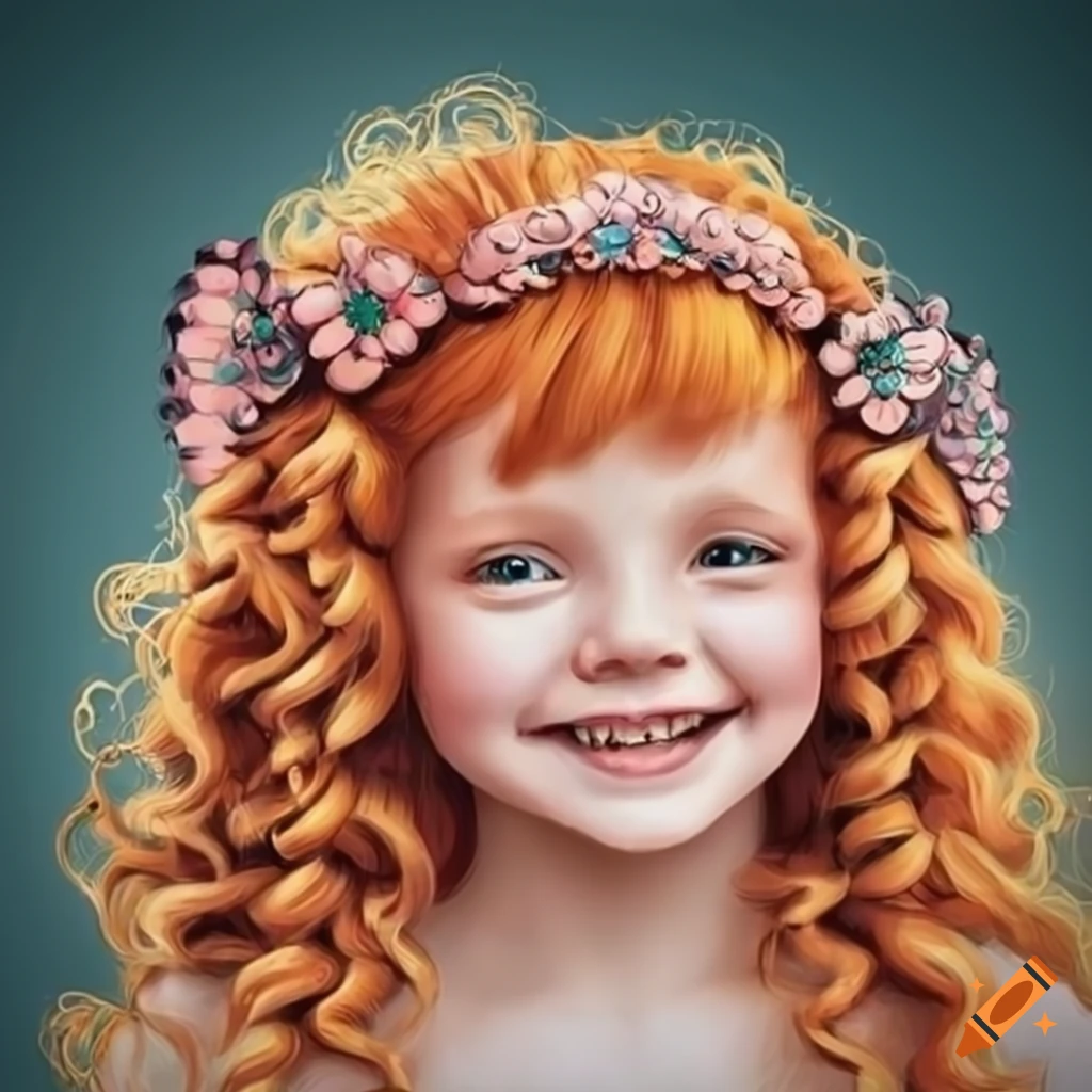Adorable illustration of smiling ginger-haired girls on Craiyon