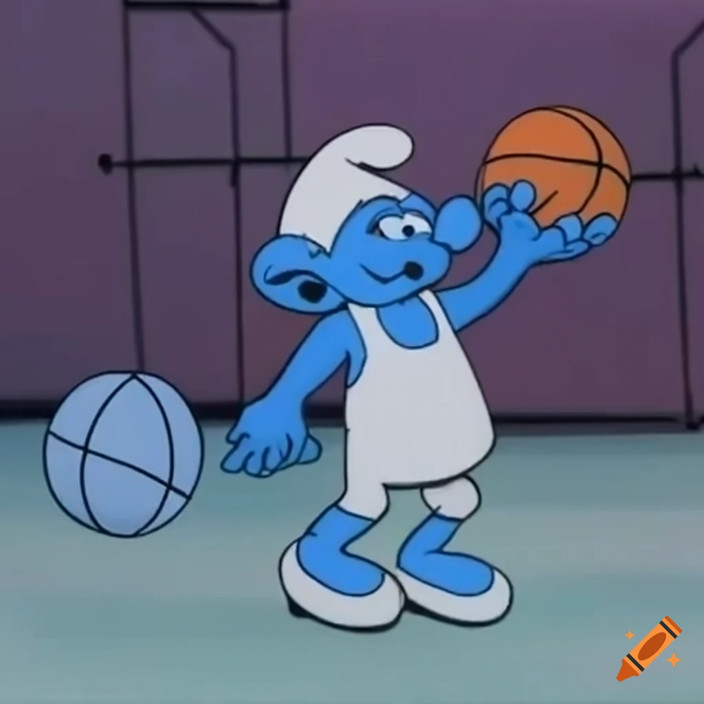 Smurf playing basketball