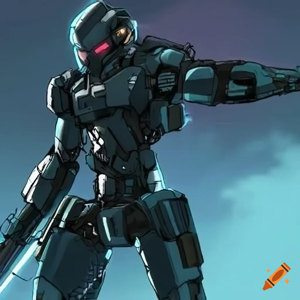 Anime-style robot soldier on Craiyon