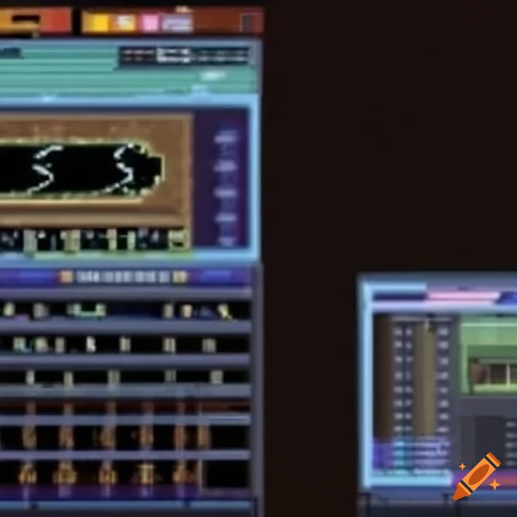 Digital art of a monstrous creature constructed from winamp on Craiyon