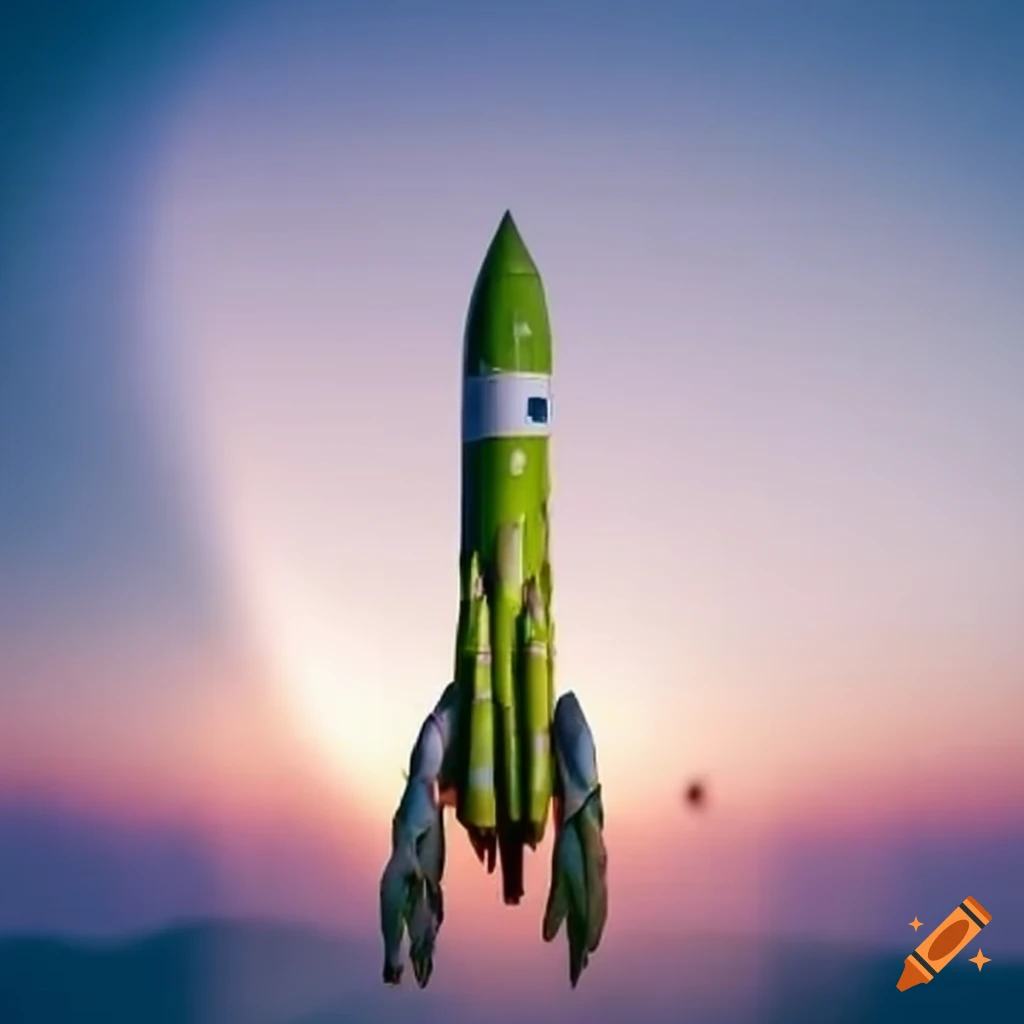 Asparagus-shaped rocket taking off