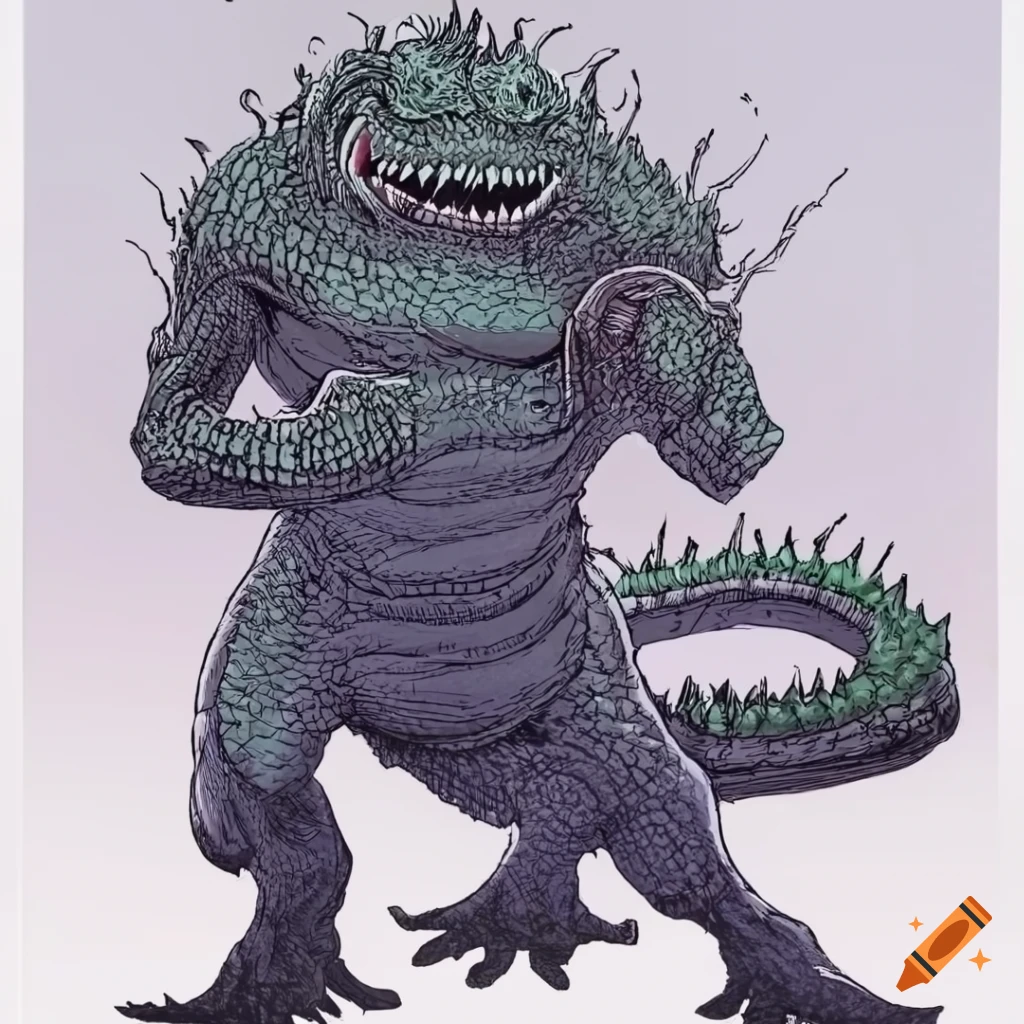 Illustration of a strange creature on a white background