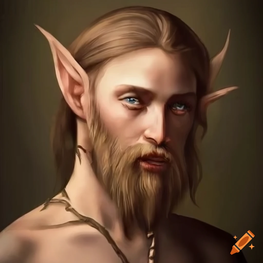 Detailed portrait of a medieval elf man with facial hair on Craiyon