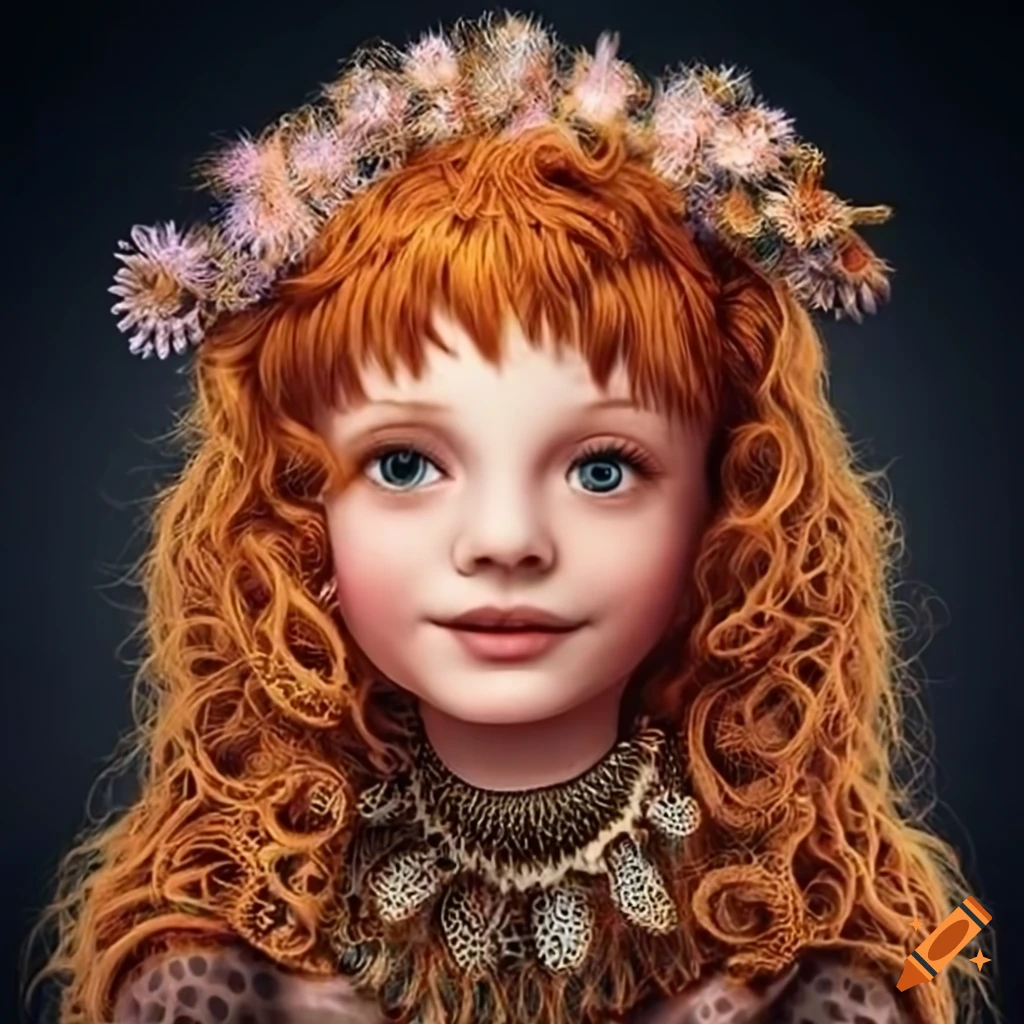 Illustration Of Cute Ginger Haired Dressed Girls On Craiyon