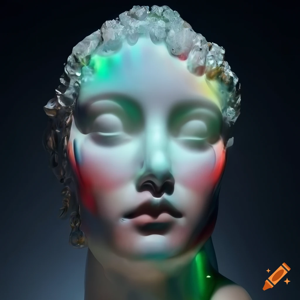 Opal gemstone human face sculpture on Craiyon